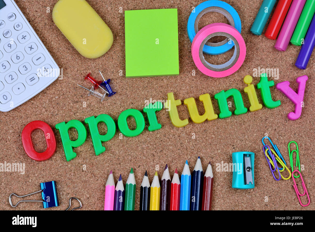 Opportunity word on cork background Stock Photo - Alamy
