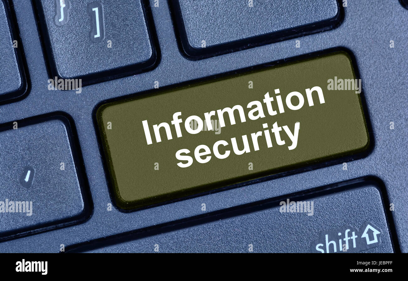 Information security words on keyboard button pc Stock Photo - Alamy