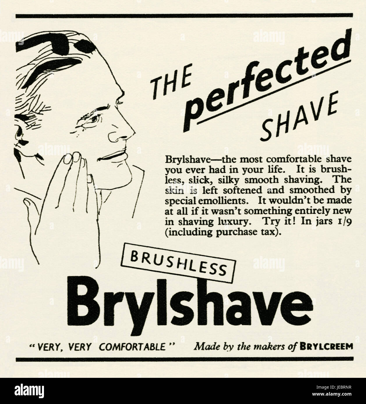 An advert for brushless Brylshave made by Brylcreem - it appeared in a ...