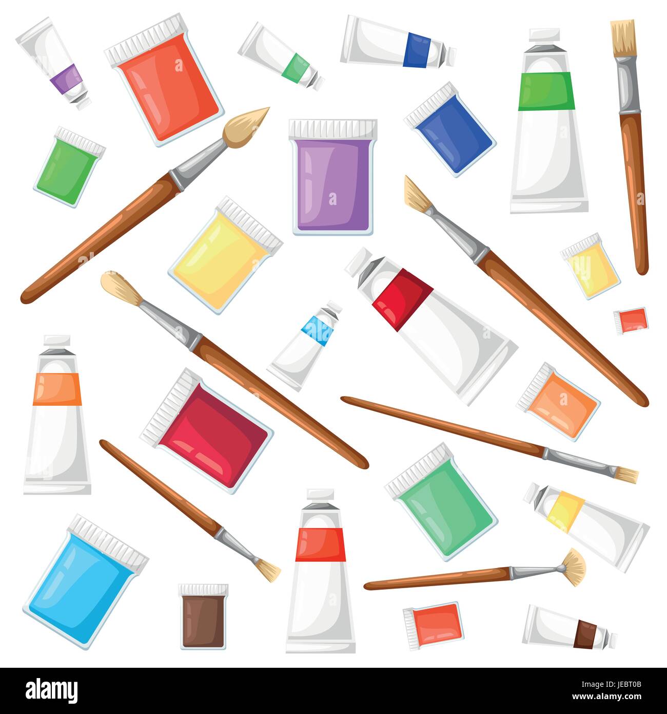Paint brush Tubes Set Vector Illustration Cartoon background Art ...