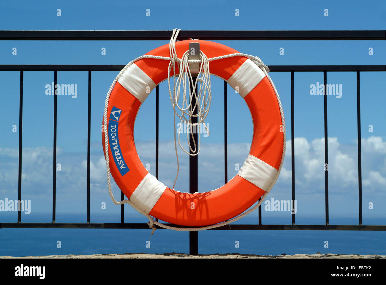 Lifebelt in railing Stock Photo - Alamy