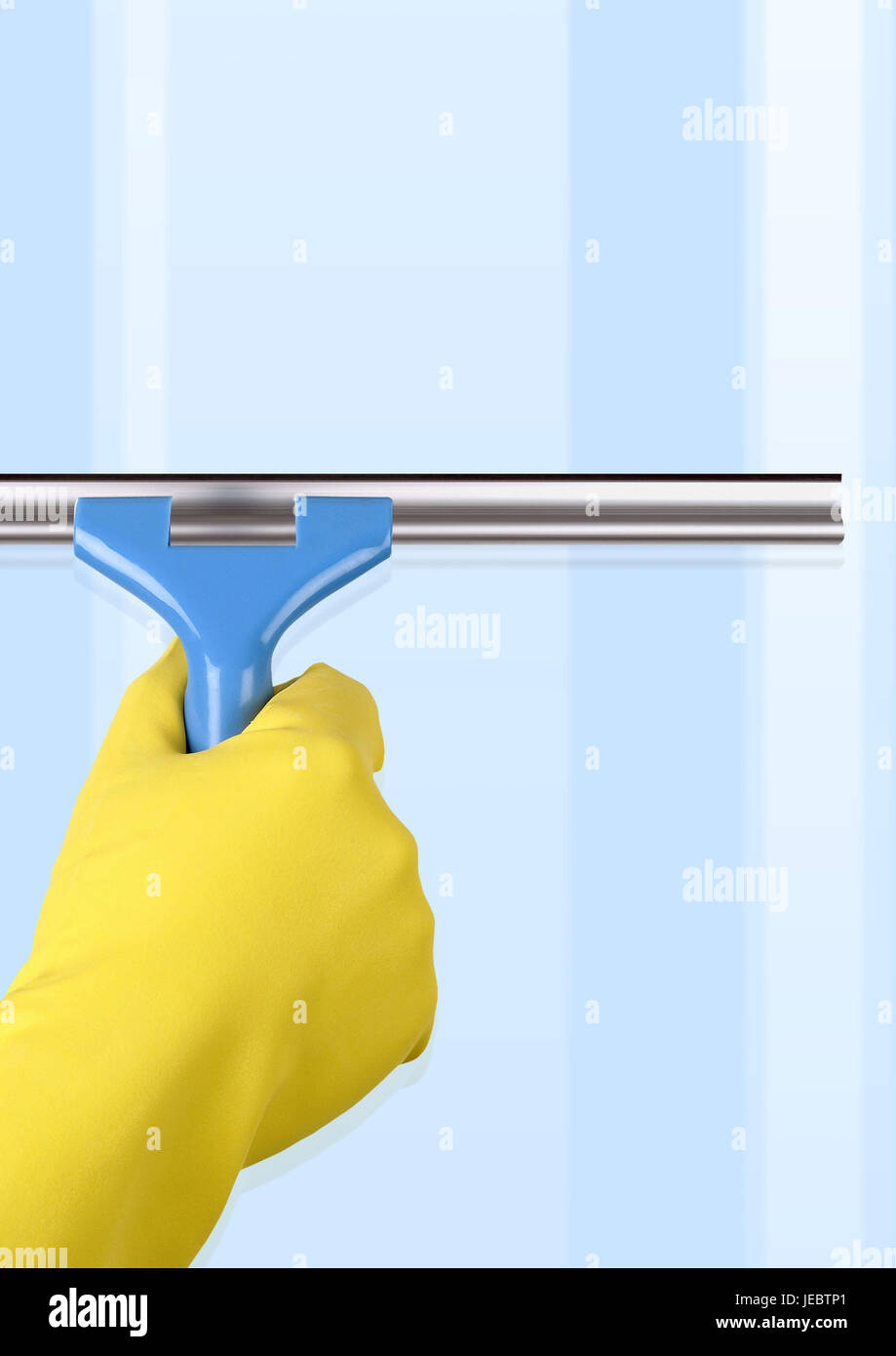 Hand in the elastic glove with window wiper Stock Photo - Alamy