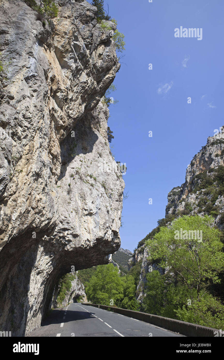 France, Languedoc-Roussillon, Aude, the Pyrenees, street close Quillan ...