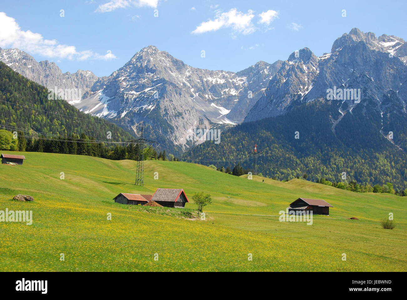 Germany, Bavaria, alpine upland, cultural meadows, mountain chain Stock ...