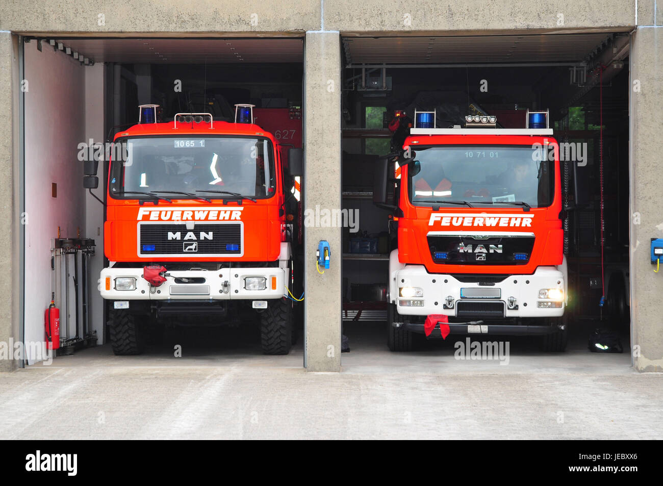 Fire brigade, vehicle hall, main guard Stock Photo - Alamy