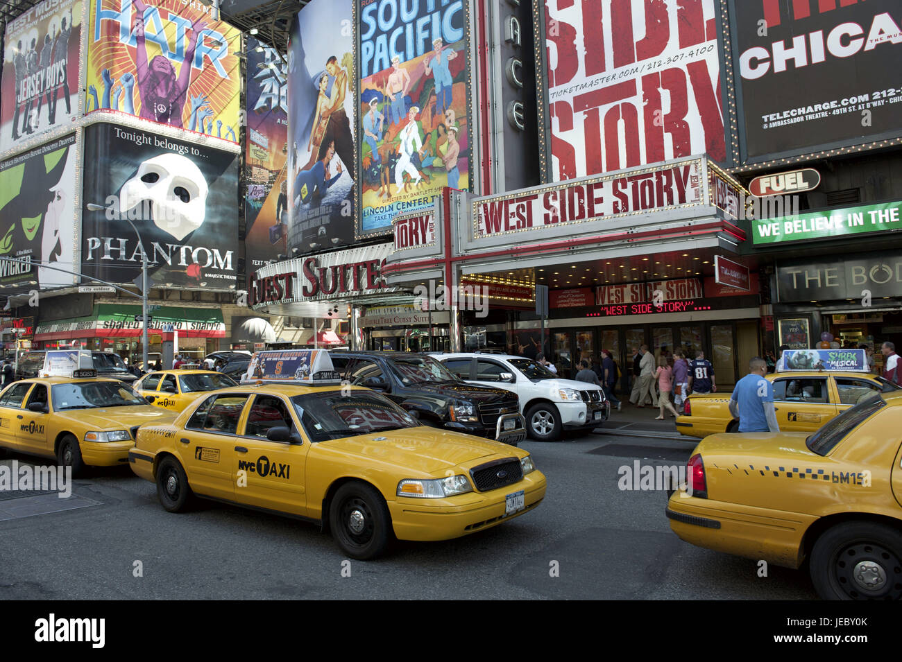 The USA, America, New York, Manhattan, Times Square, taxis in the ...
