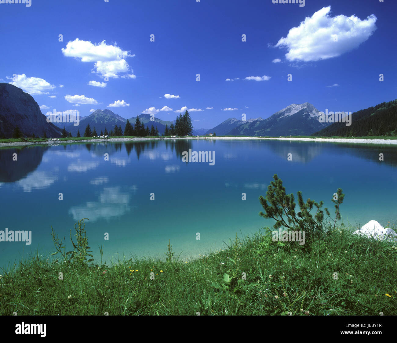 Austria, Tyrol, External-far, Ehrwald, Ehrwalder alp, alp lake Stock ...