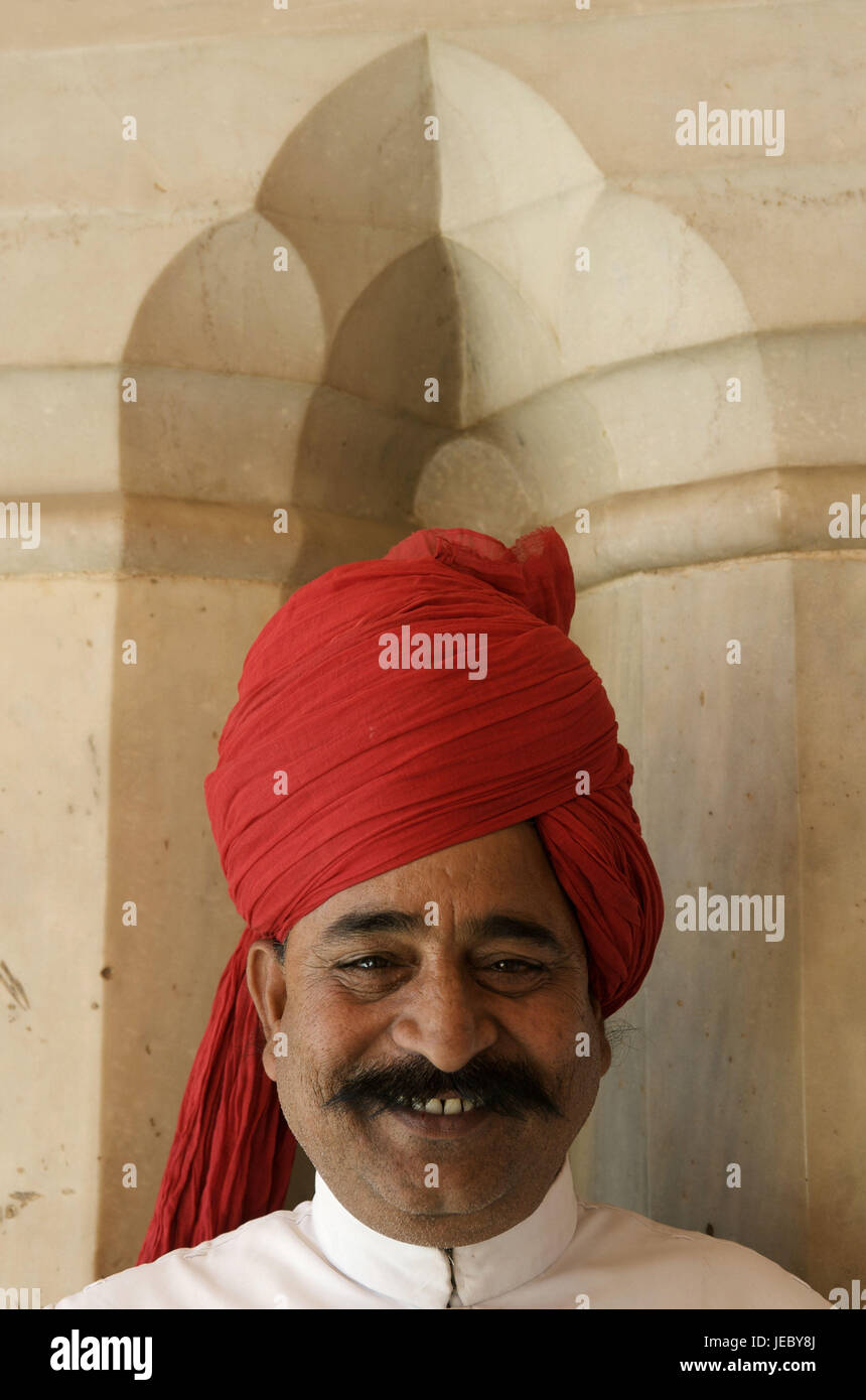 Indian with red turban, portrait Stock Photo - Alamy