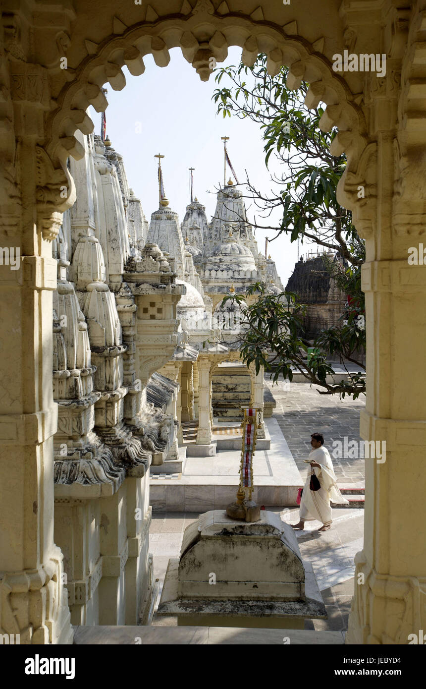 India, Gujarat, Palitana, Jain temple in the mountain Shatrunjaya, a ...