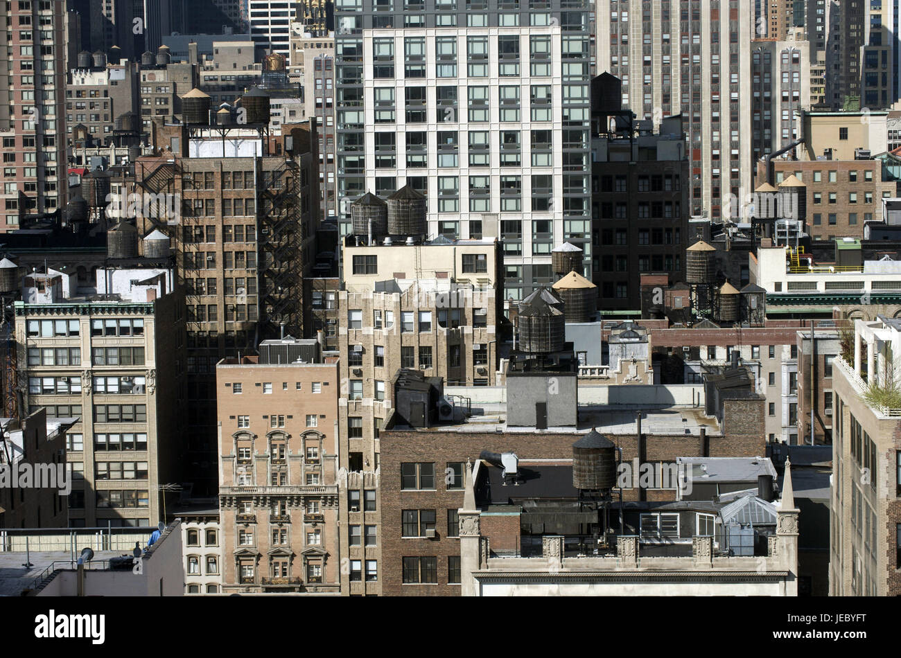 The USA, America, New York, Manhattan, high rises, view above the roofs ...