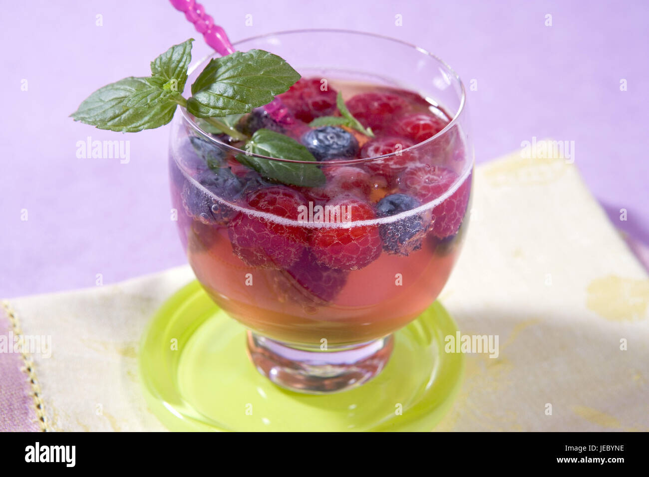 Glass, berry punch, punch, ingredients, berries, raspberries ...