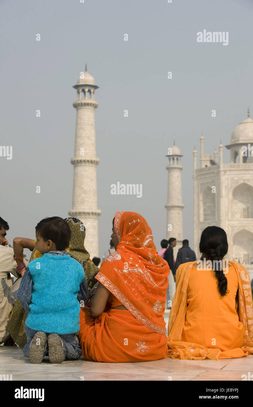 India, Uttar Pradesh, Agra, the Taj Mahal, person in the foreground ...