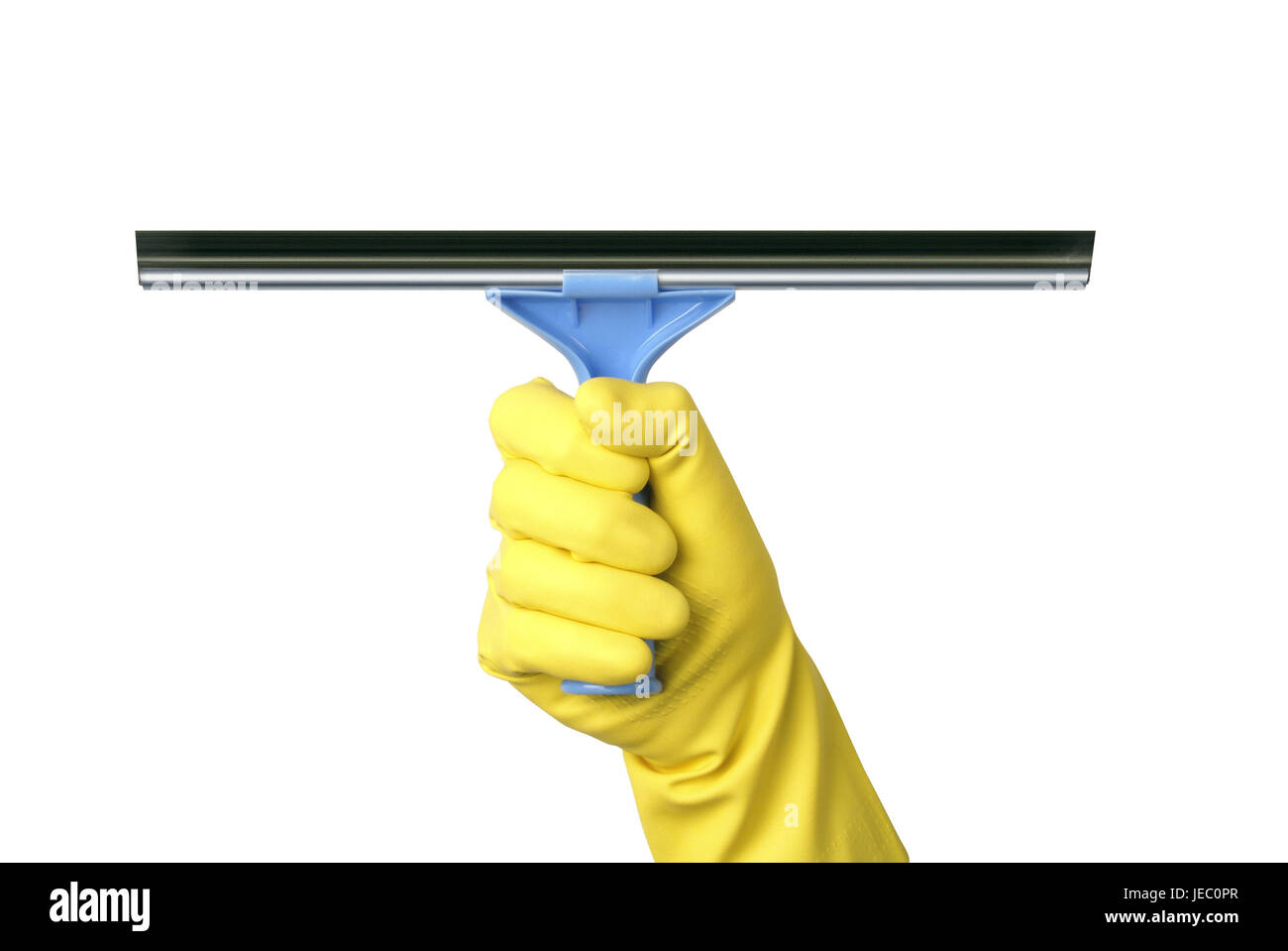 Hand in the elastic glove with window wiper Stock Photo - Alamy
