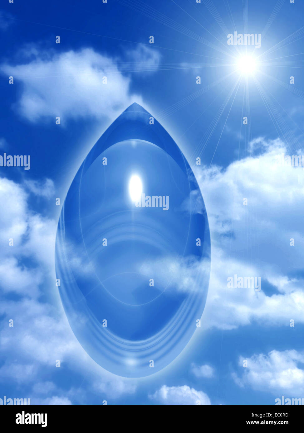 Drops of water, cloudy skies, the sun Stock Photo - Alamy