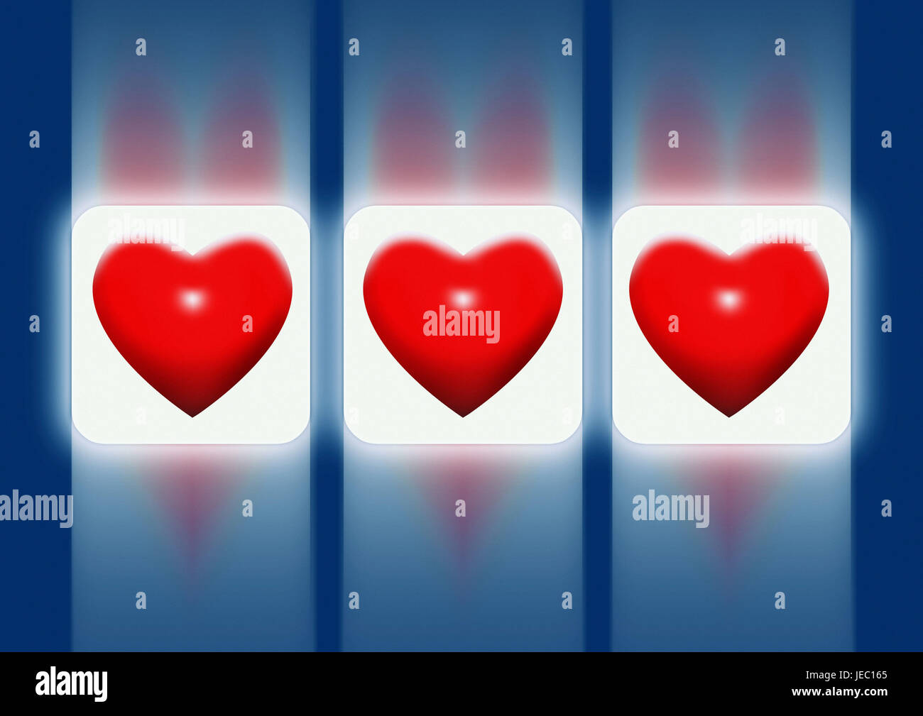 three hearts on the display of an arcade game Stock Photo - Alamy