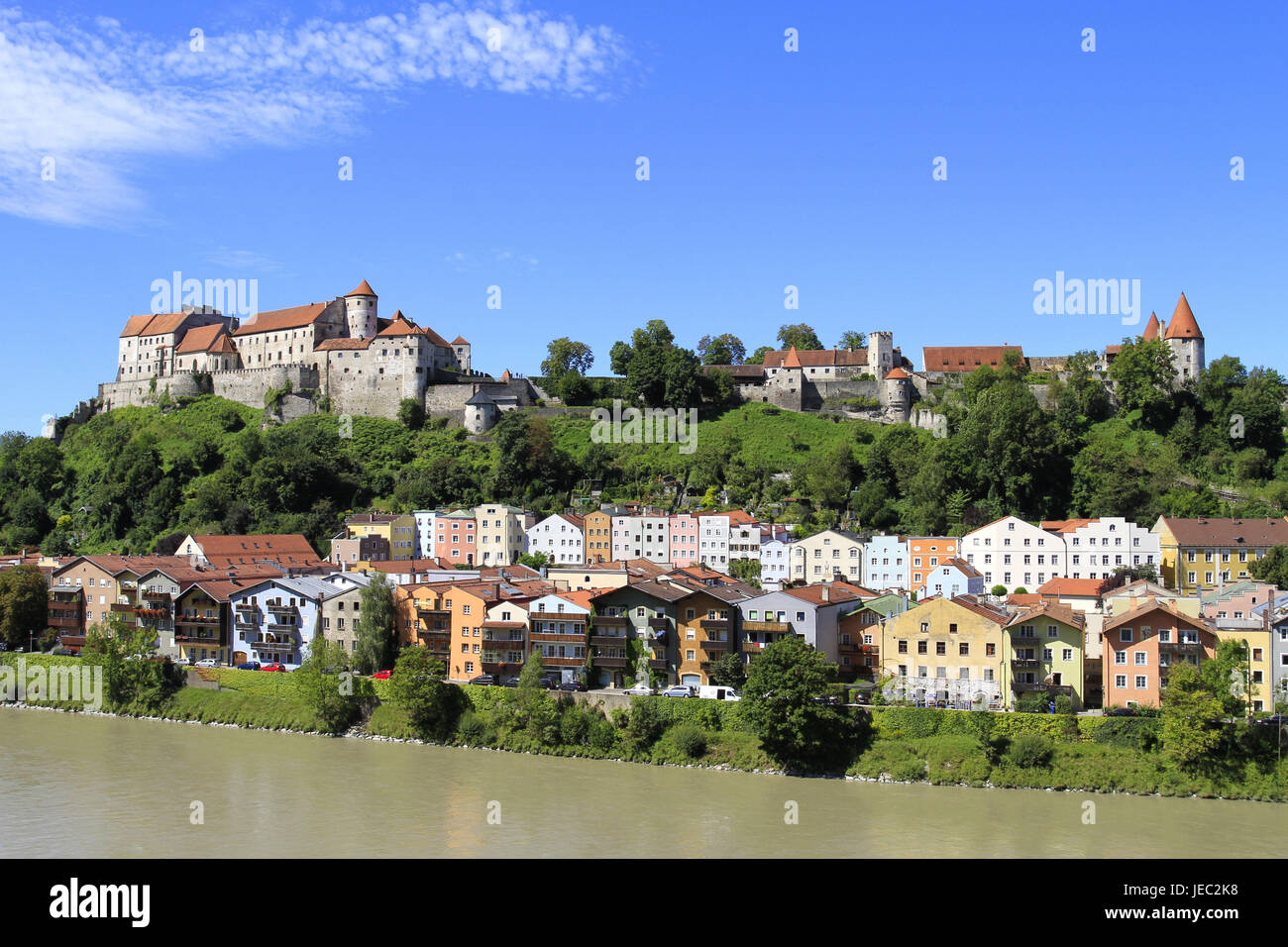 Germany, Bavaria, Burghausen, fortress, Salzach, Upper Bavaria ...