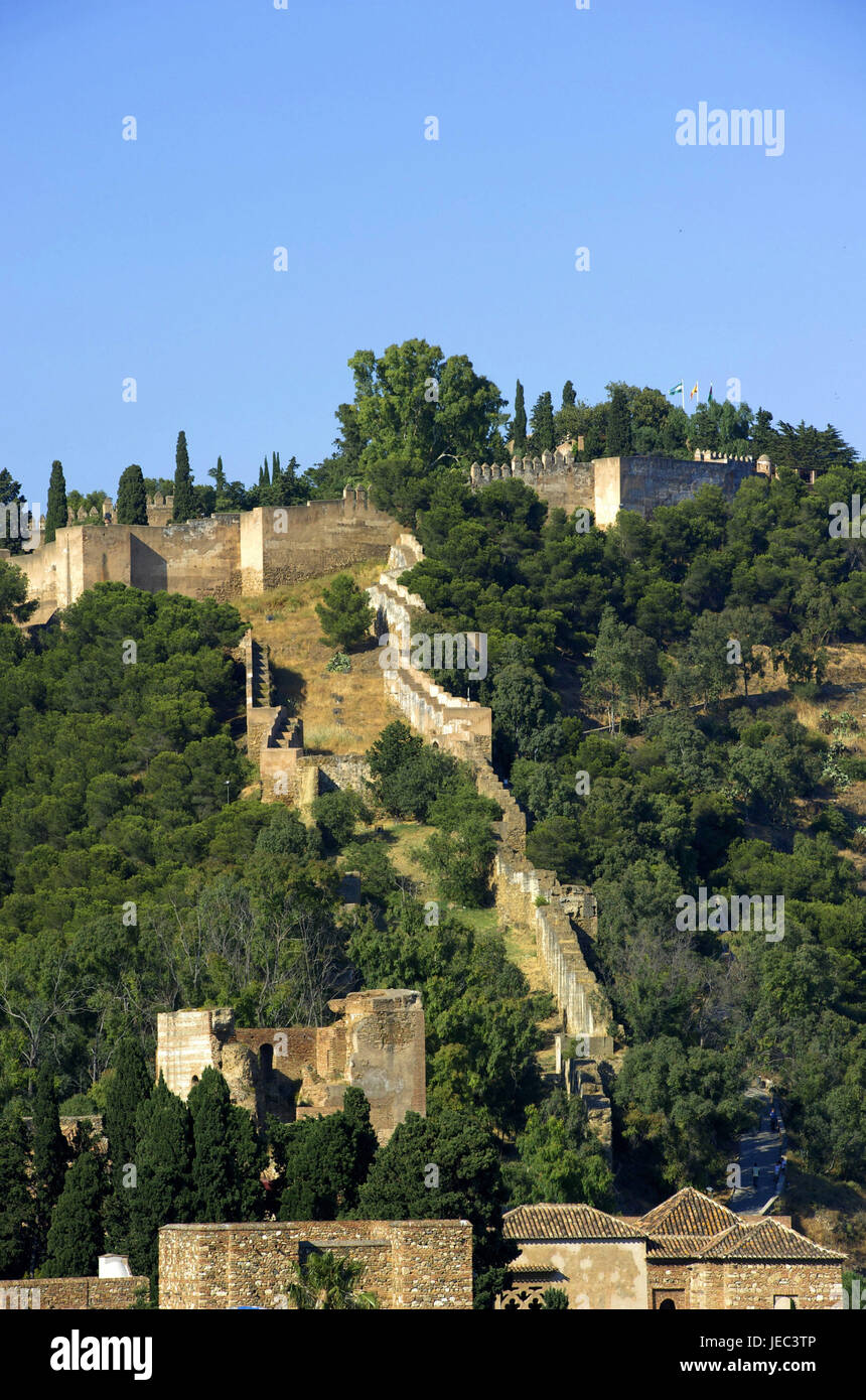 Castillo de gibralfaro with view about the town hi-res stock ...