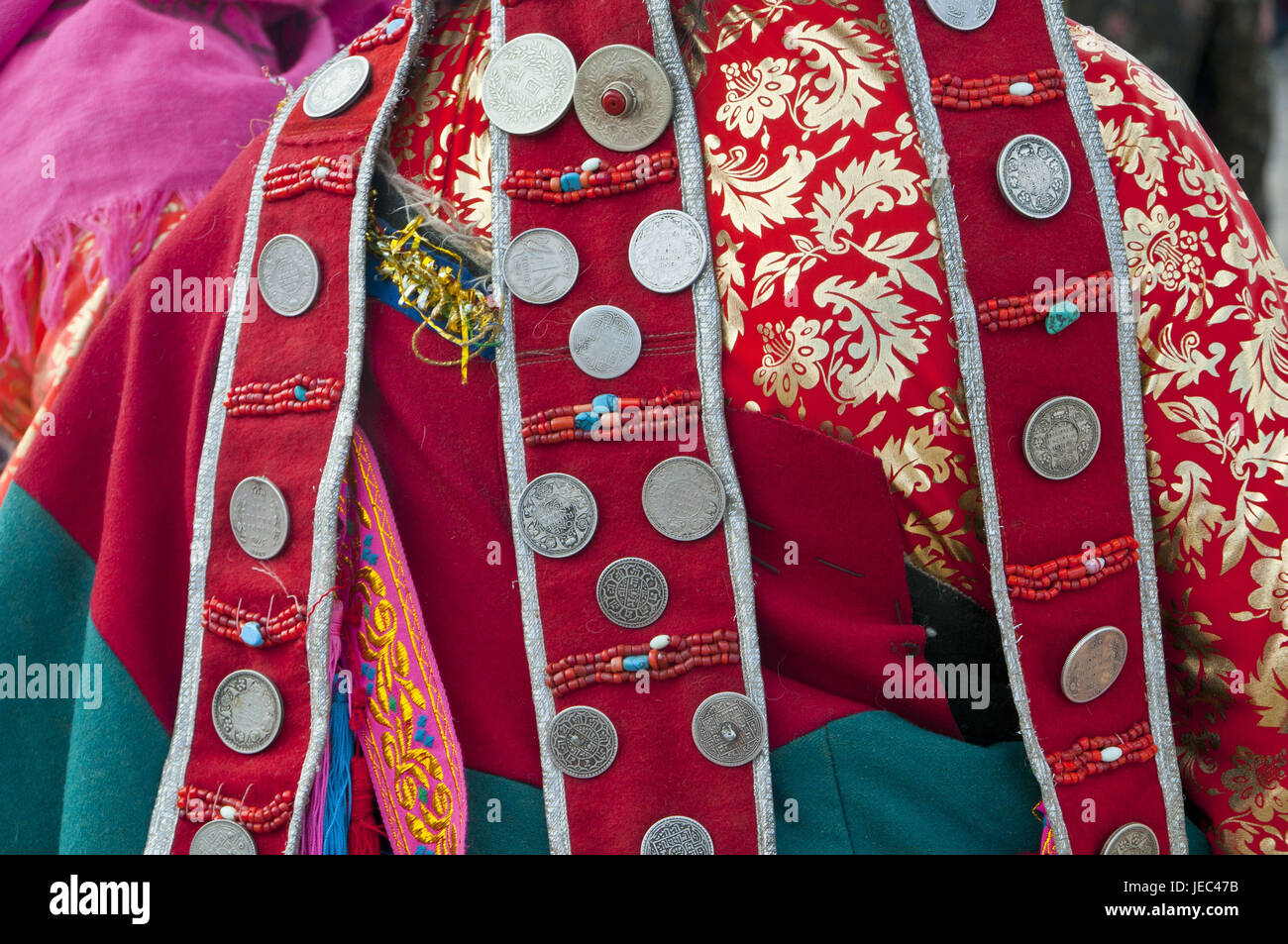 Detailed view of traditional clothes at the festival of the strains in ...