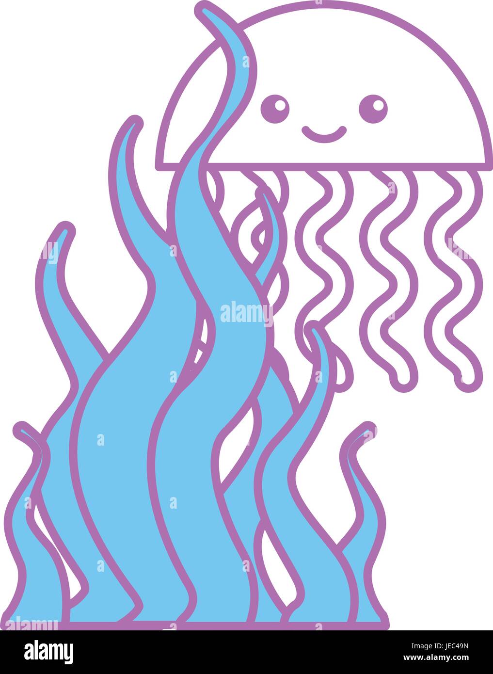 Cute jellyfish seaweed Stock Vector Images - Alamy