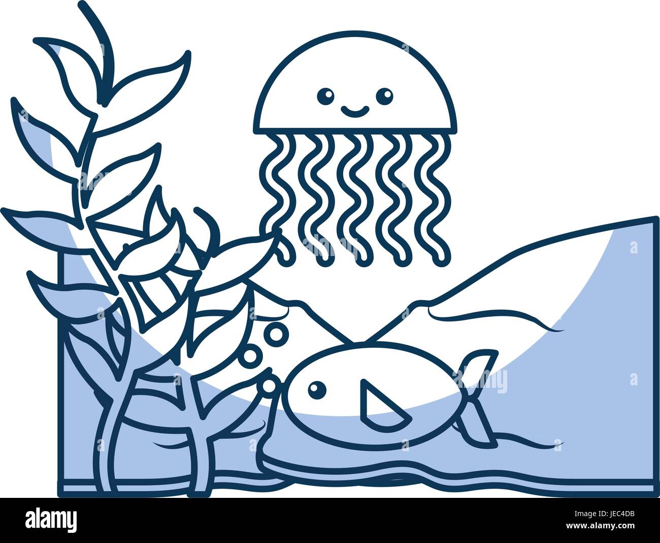 Cute jellyfish seaweed Stock Vector Images - Alamy
