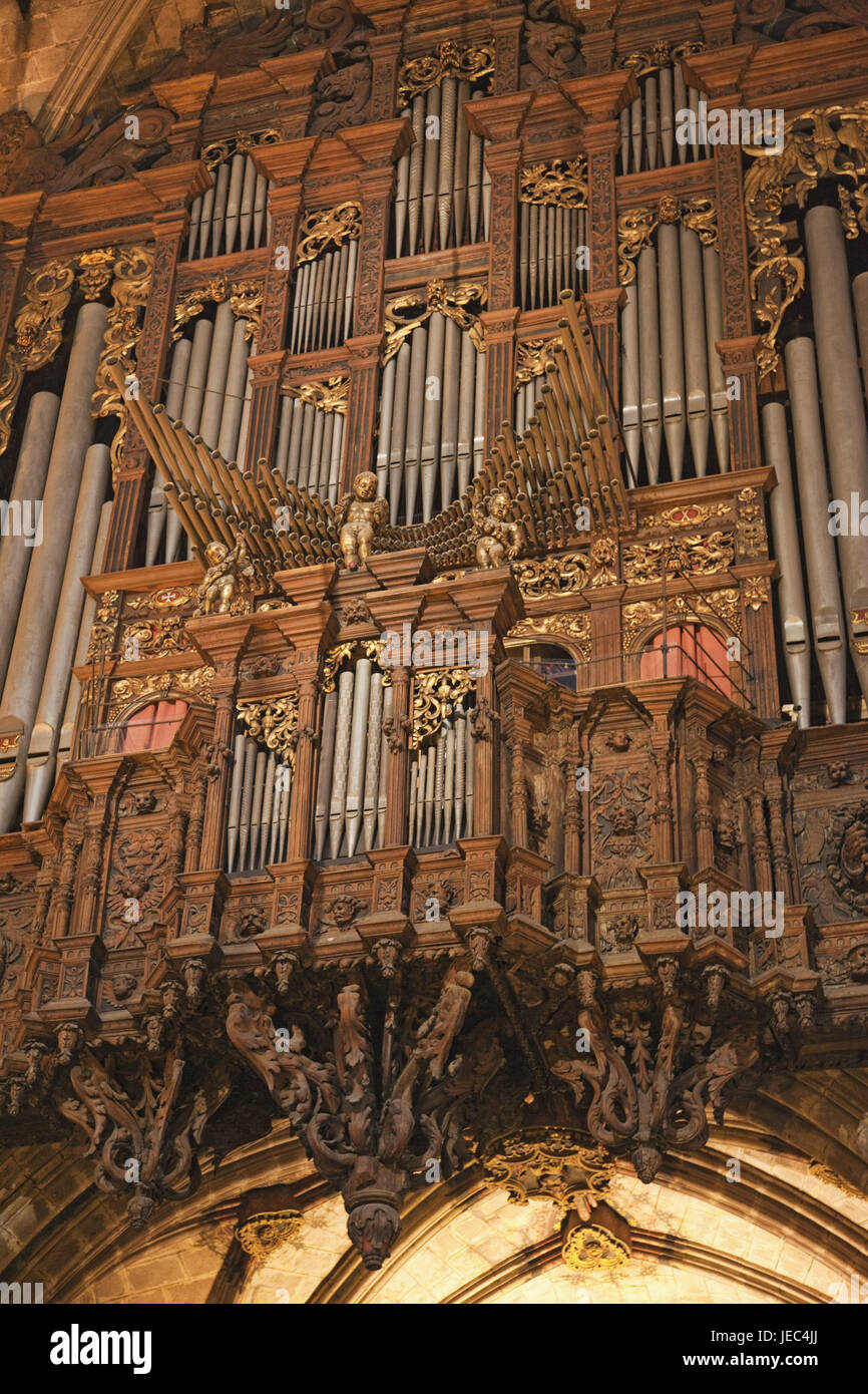 Spain, Barcelona, cathedral, organ Stock Photo - Alamy