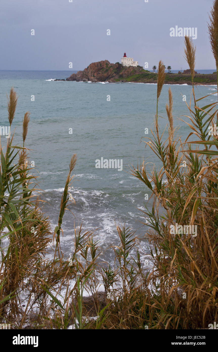 Lighthouse along the street of Jijel to Bejaja, Kabylei, Algeria ...