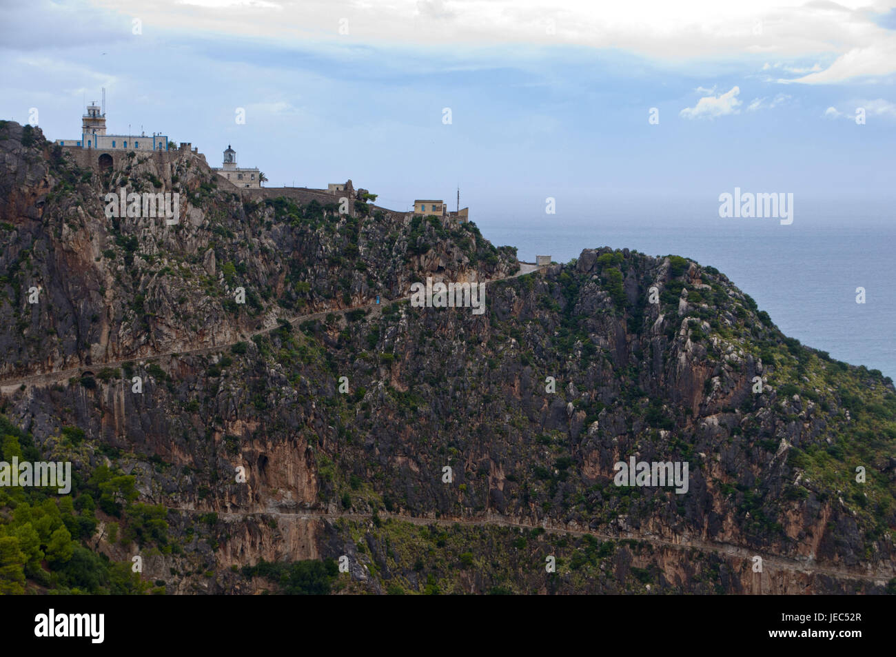 Lighthouse on the point of cape carbon, Kabylei, Algeria, Africa Stock ...