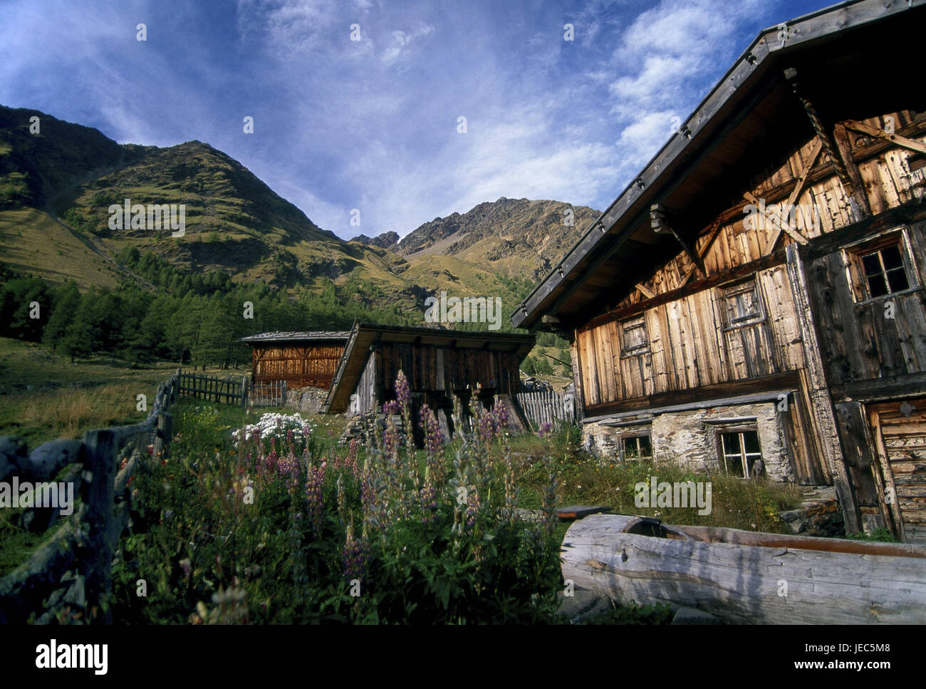 Alpine hut in the Pfossental, South Tirol, Italy, Europe, Central ...