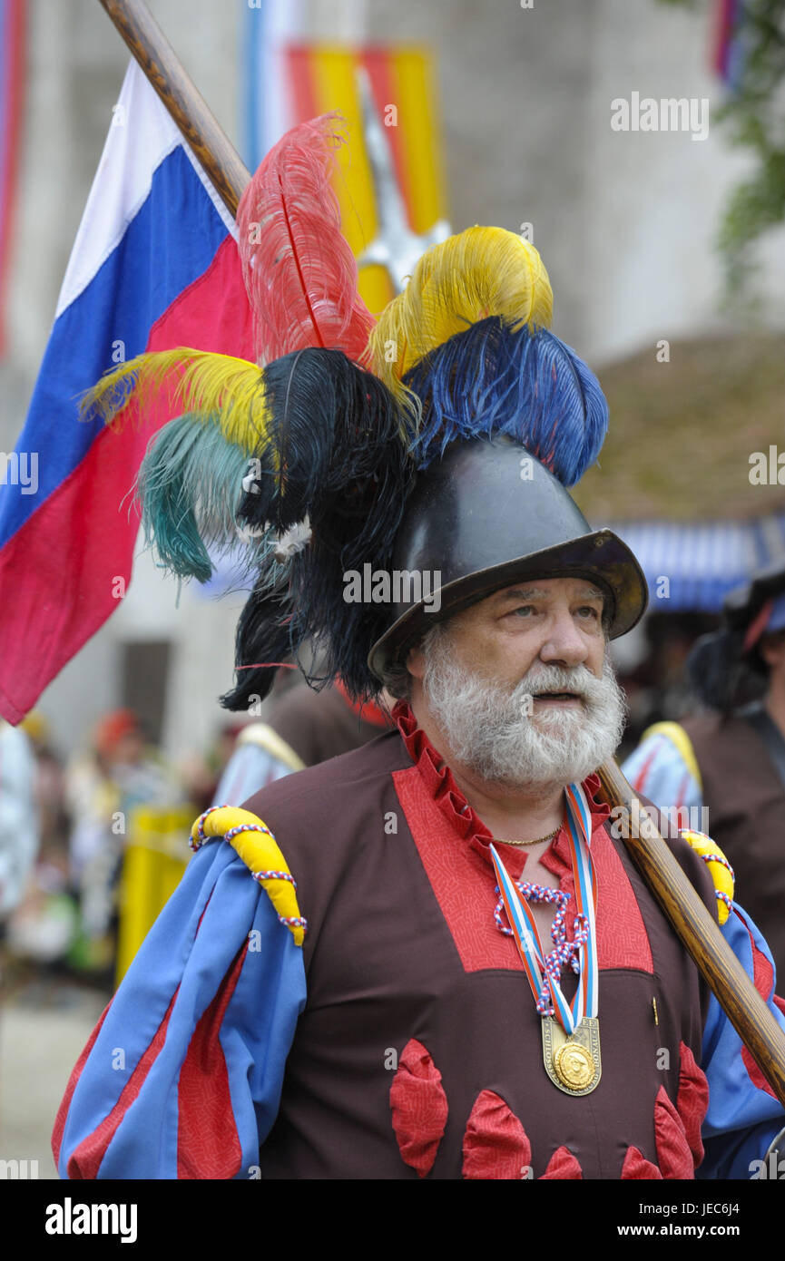 Lock feast in new castle on the Danube, with medieval knight's game and ...