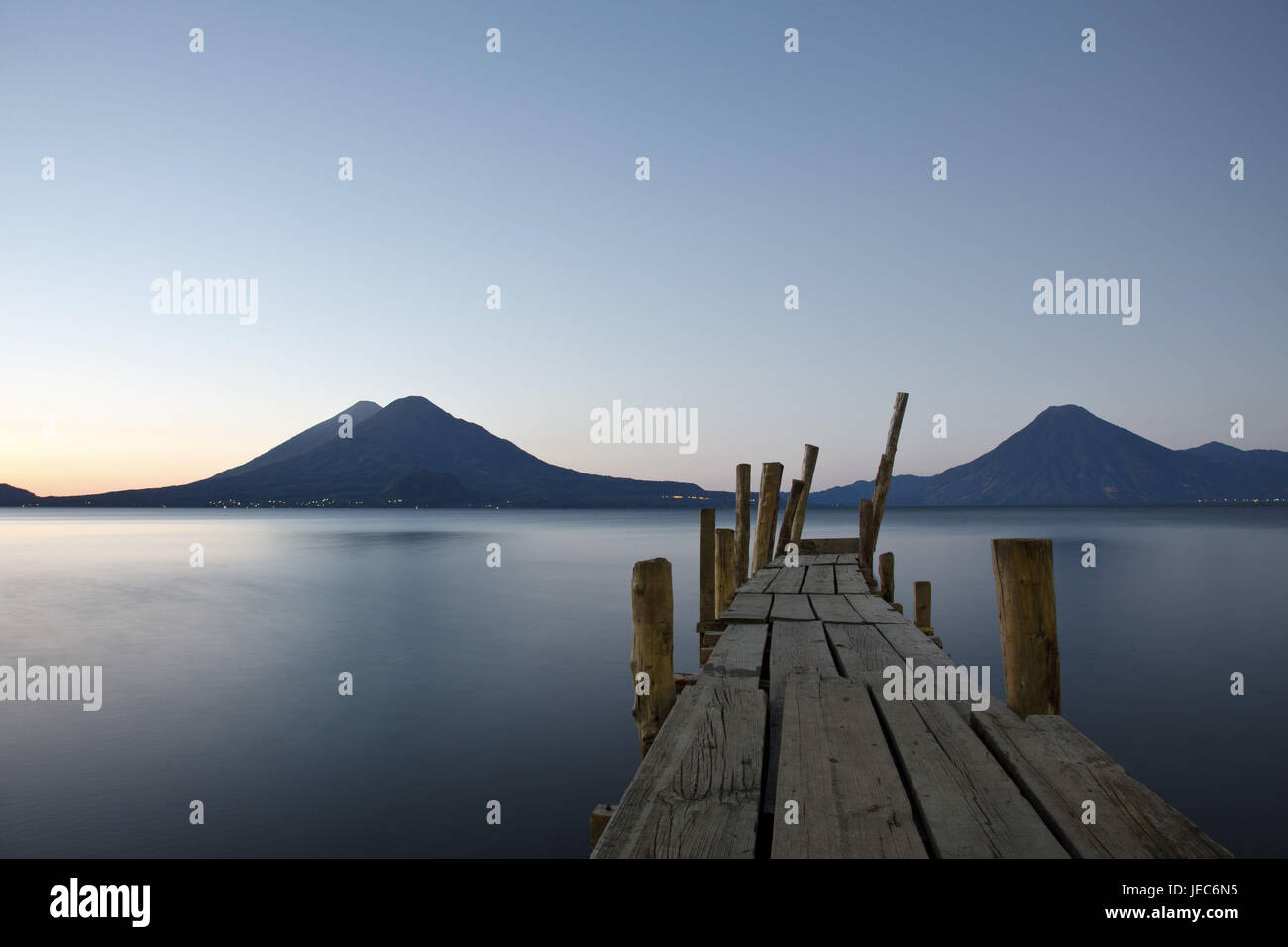 Guatemala, Atitlan lake, volcanoes, bridge, sunrise Stock Photo - Alamy