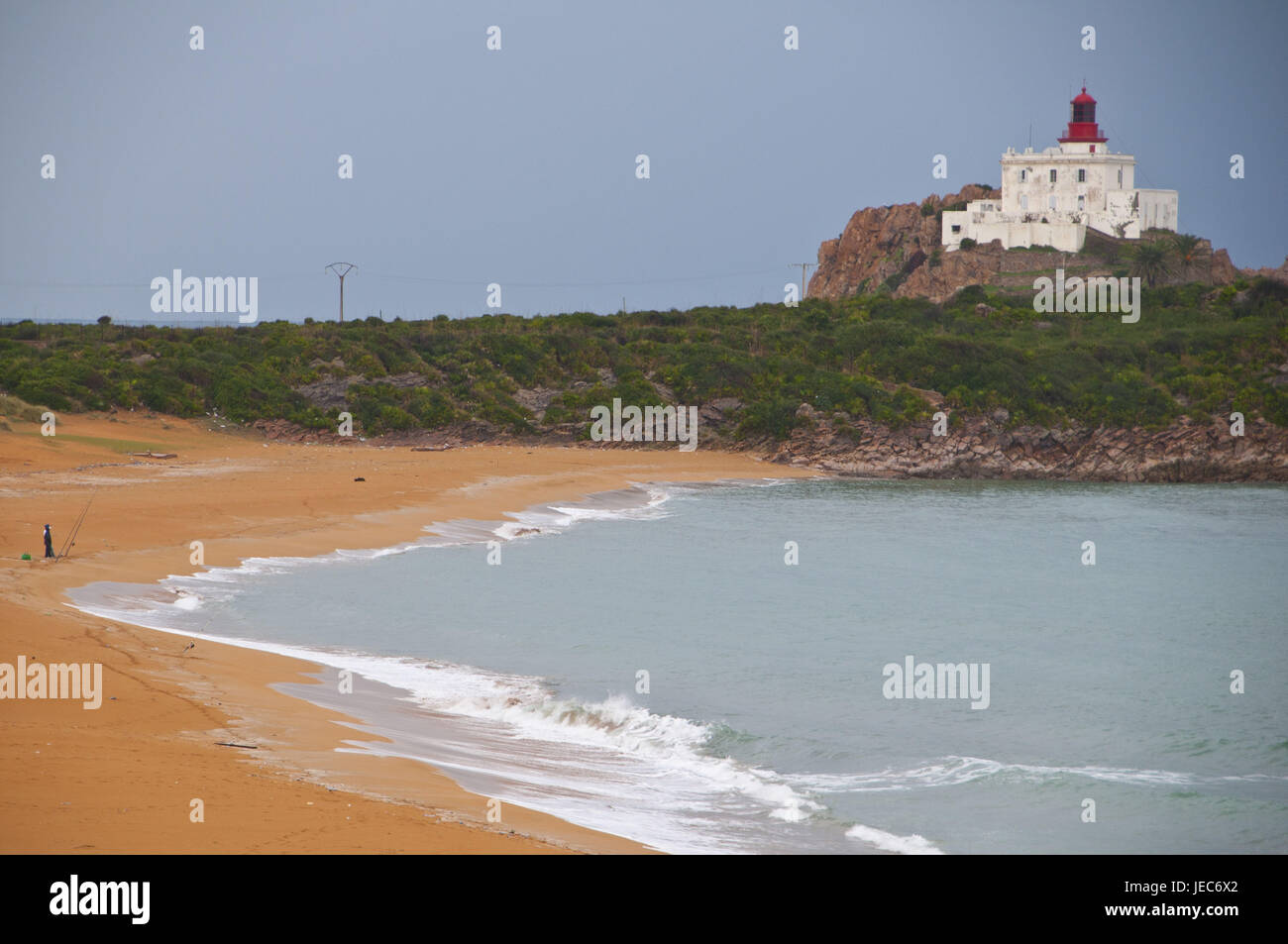 Nice beach with lighthouse along the street of Jijel to Bejaja, Kabylei ...