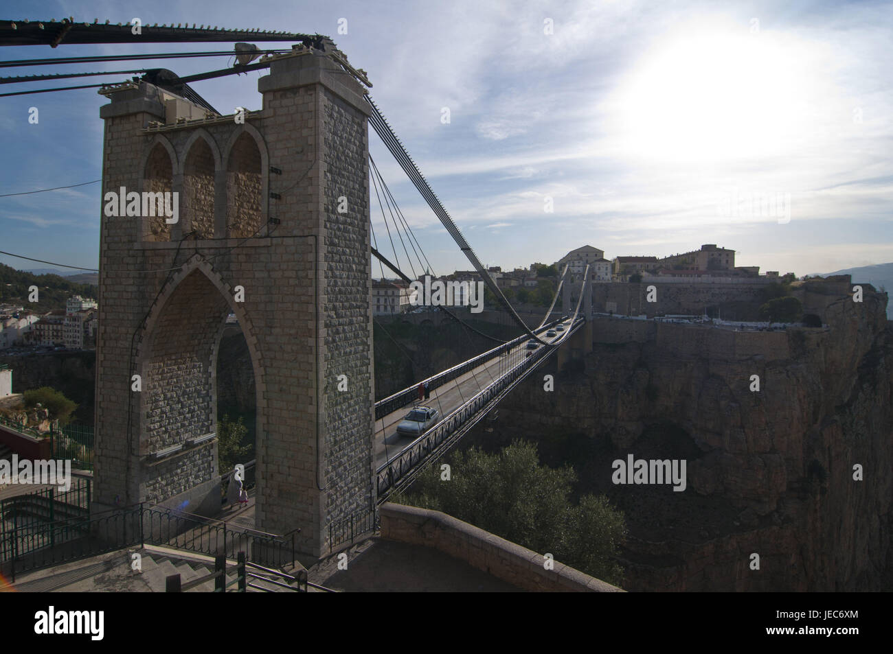 The bridge of Sidi M'cid about the Rhumel gulch in Constantine, Algeria ...