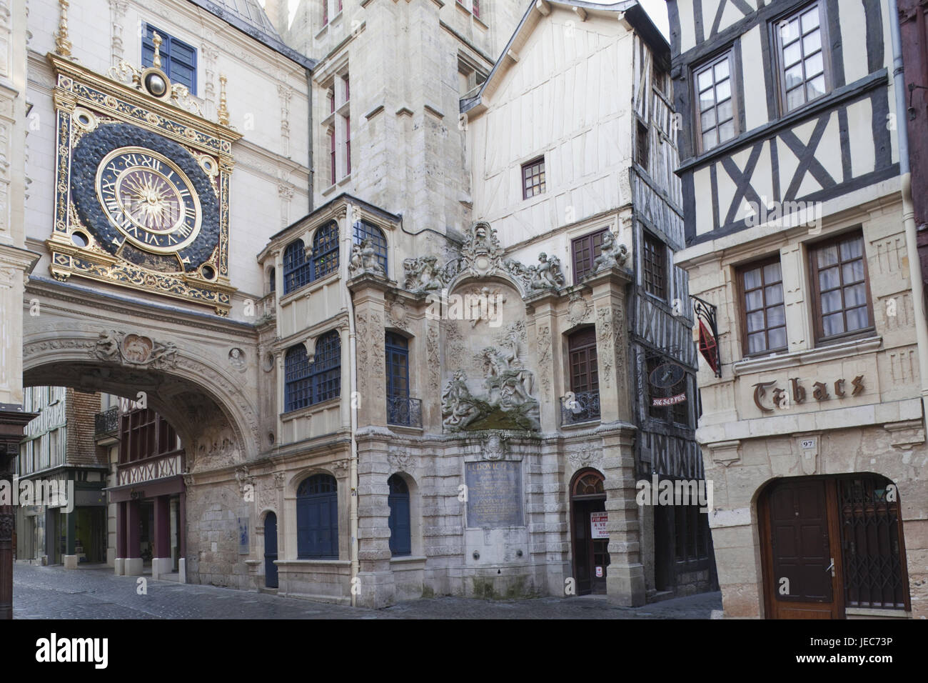 France, Normandy, Rouen, Le gross Horloge, The big clock Stock Photo ...
