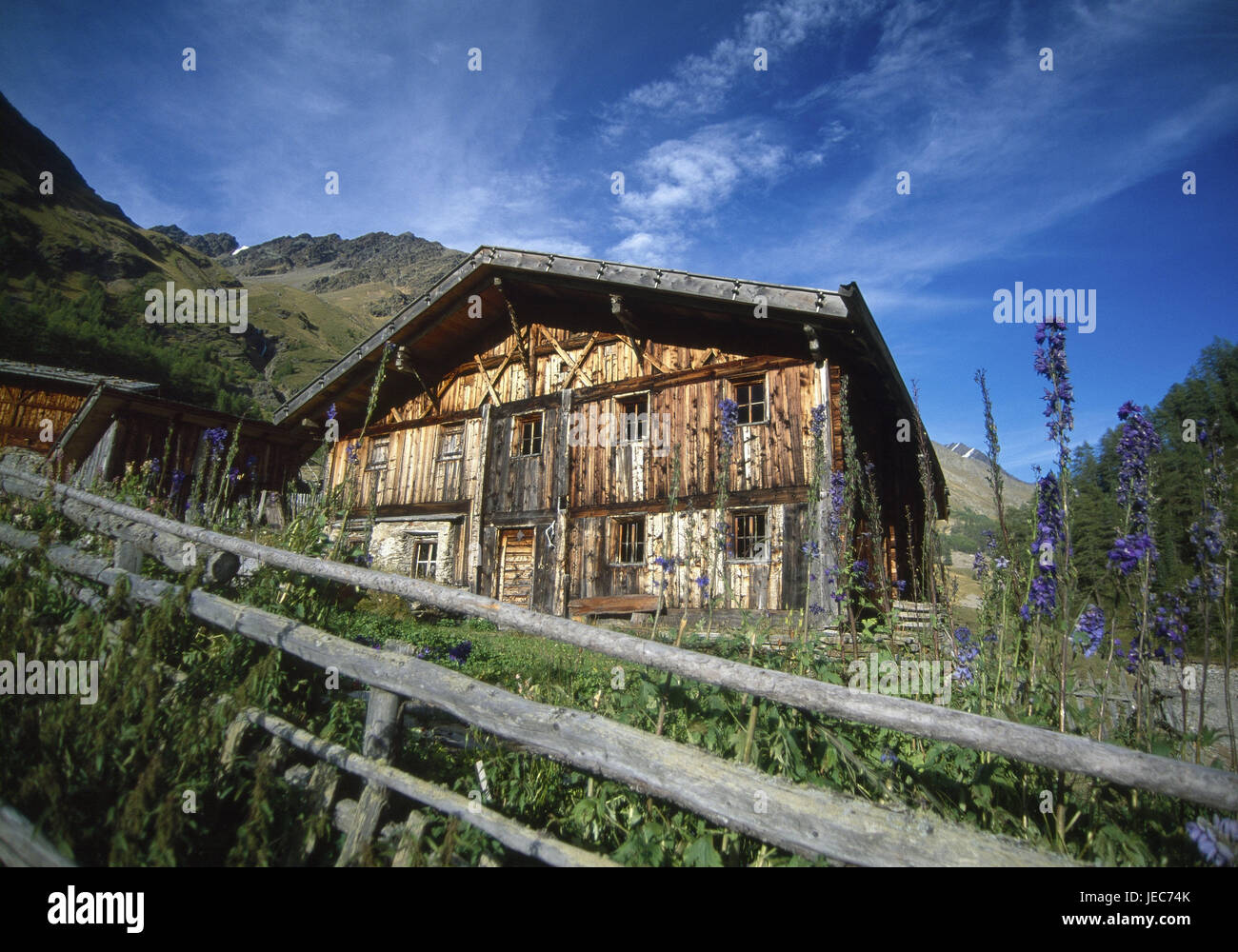 Alpine hut in the Pfossental, South Tirol, Italy, Europe, Central ...