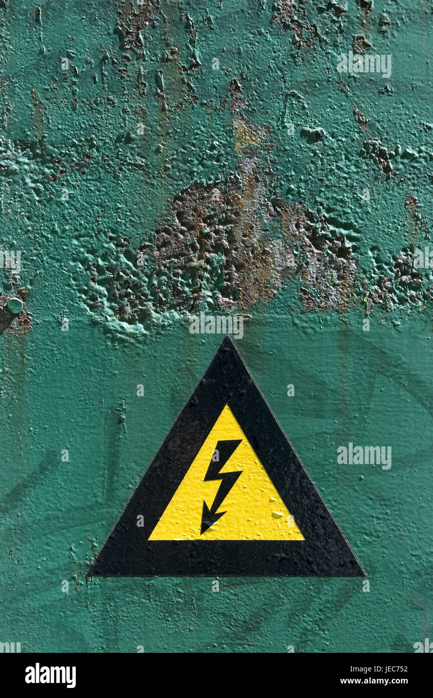 Wall of a house, danger sign, conception, warning, wall, flash, tip ...