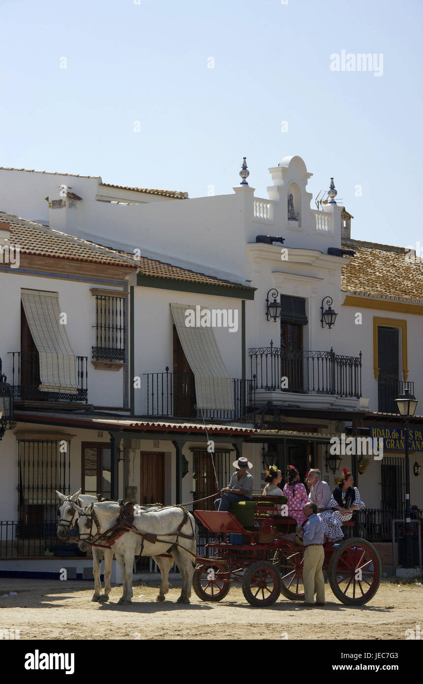 Spain, Andalusia, el Rocio, Romeria, carriage with pilgrims Stock Photo ...