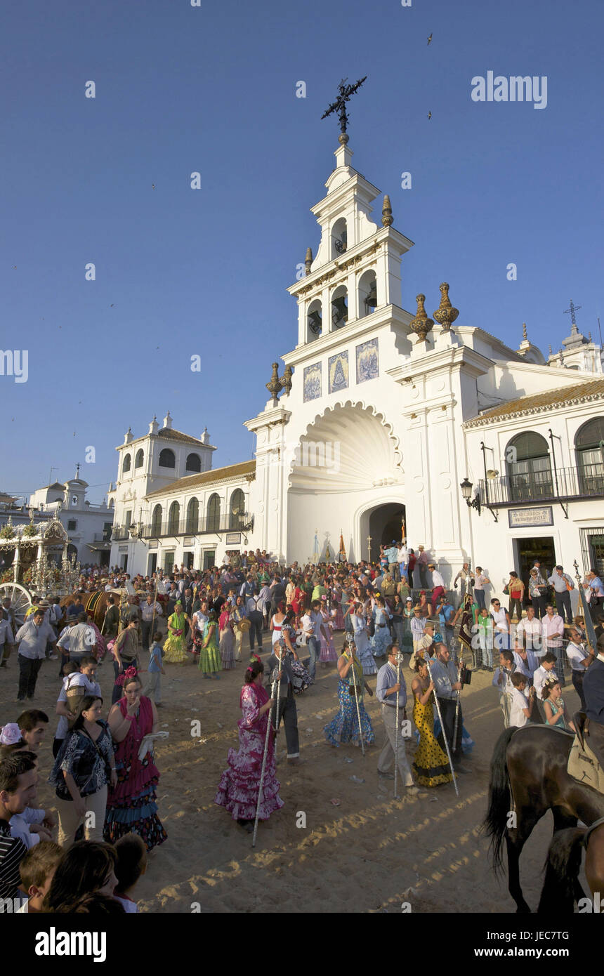 Spain, Andalusia, el Rocio, Romeria, procession before the pilgrimage ...
