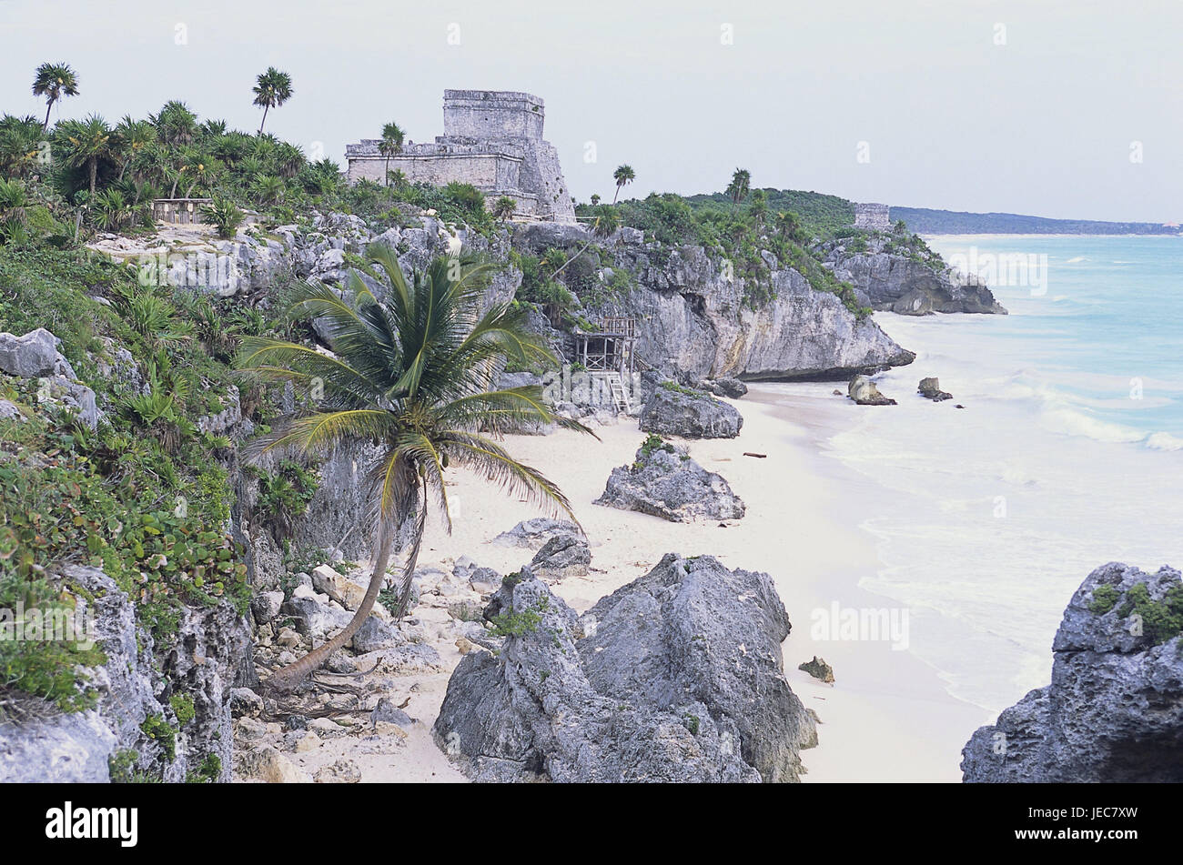 Mexico, peninsula Yucatan, Tulum, coast, beach, ruin, Central America ...