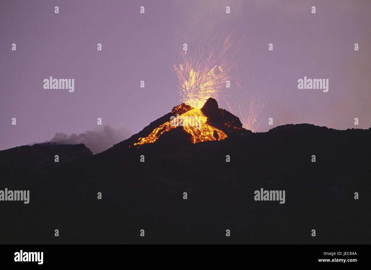 Guatemala, mountain landscape, volcano Pacaya, volcano eruption ...