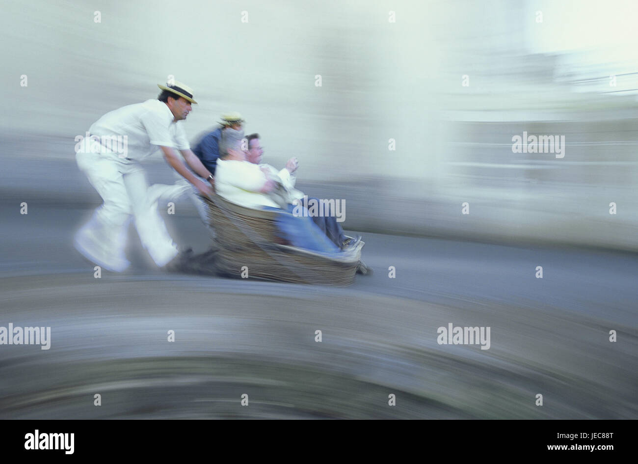 Portugal, island Madeira, Funchal, Monte, wicker slide, tourist ...