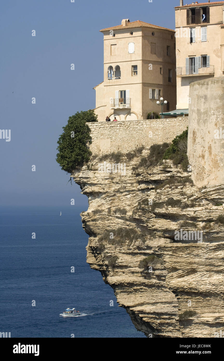 Rocks, France, Corsica, Bonifacio, rock, defensive wall, houses Stock ...