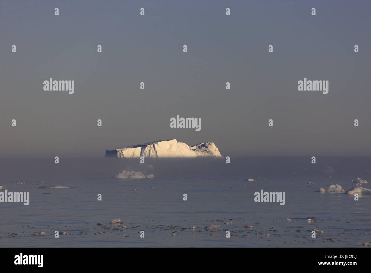 Greenland, Disco Bay, Ilulissat, fjord, iceberg, fog, Western Greenland ...