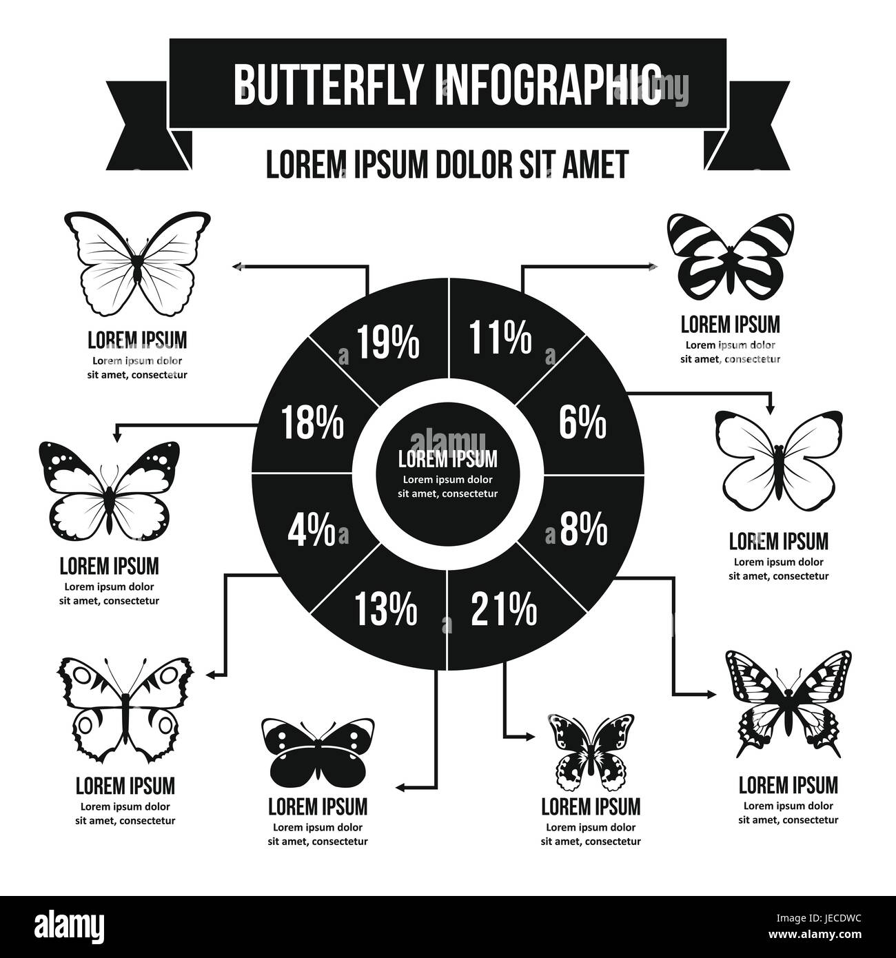 Butterfly infographic concept, simple style Stock Vector Image & Art ...