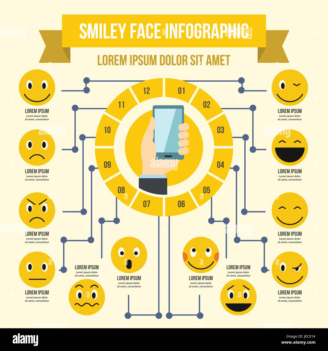 Smile emoticons infographic concept, flat style Stock Vector Image ...