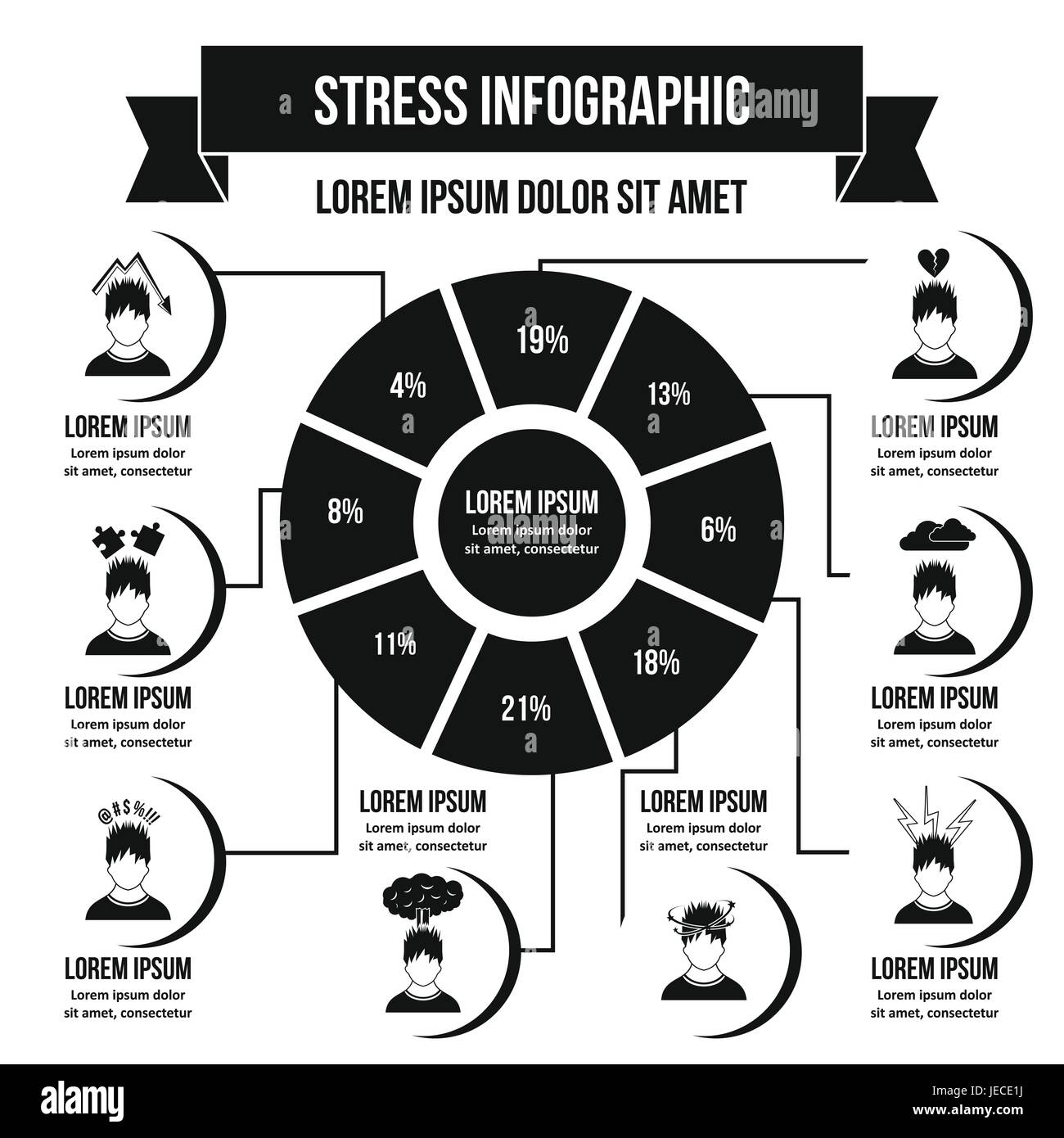 Stress Infographic Concept Simple Style Stock Vector Image And Art Alamy