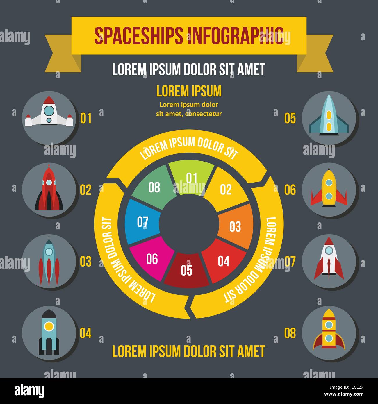Rocket spaceships infographic concept, flat style Stock Vector Image ...