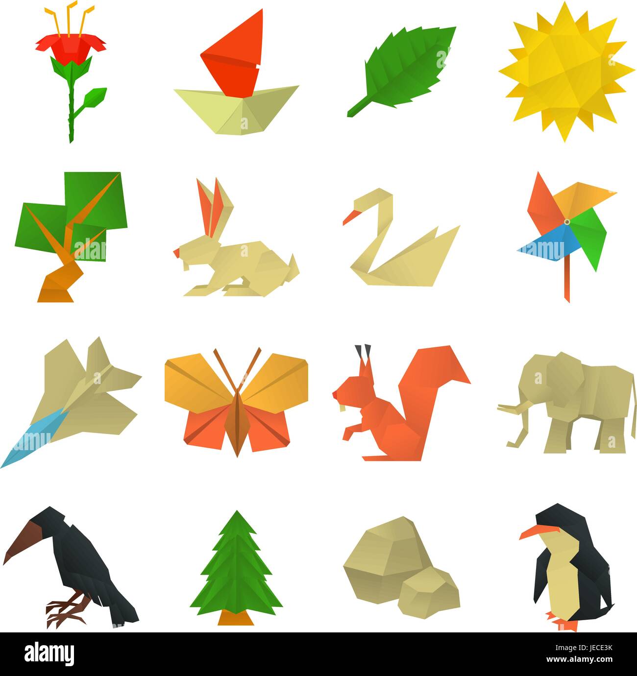 Origami craft icons set, cartoon style Stock Vector Image & Art - Alamy