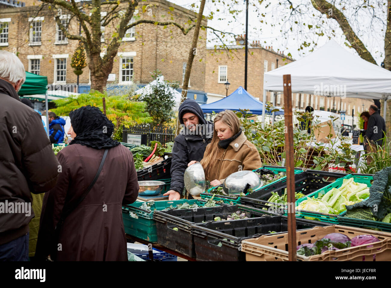 Farmers Market & Orange Square, London, UK Stock Photo - Alamy