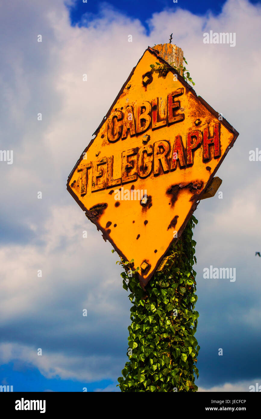 Cable telegraph warning sign Stock Photo - Alamy