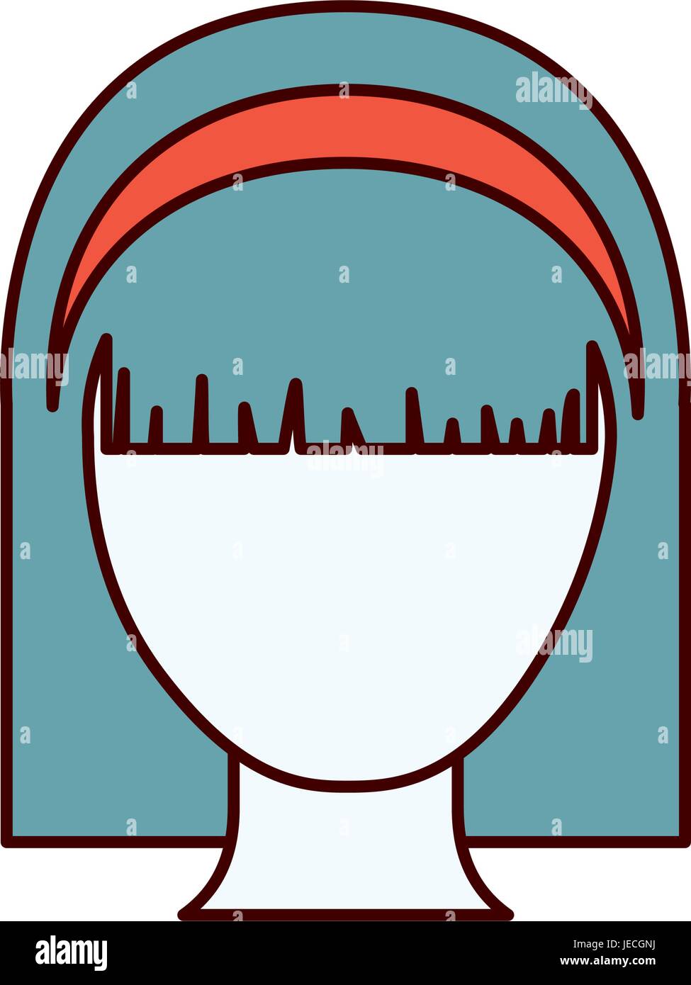 color sections silhouette faceless woman with straight hairstyle and ...